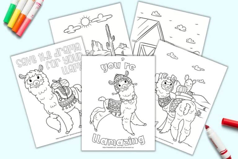 Ridiculously Cute Llama Coloring Pages (for kids & teens) - The Artisan ...