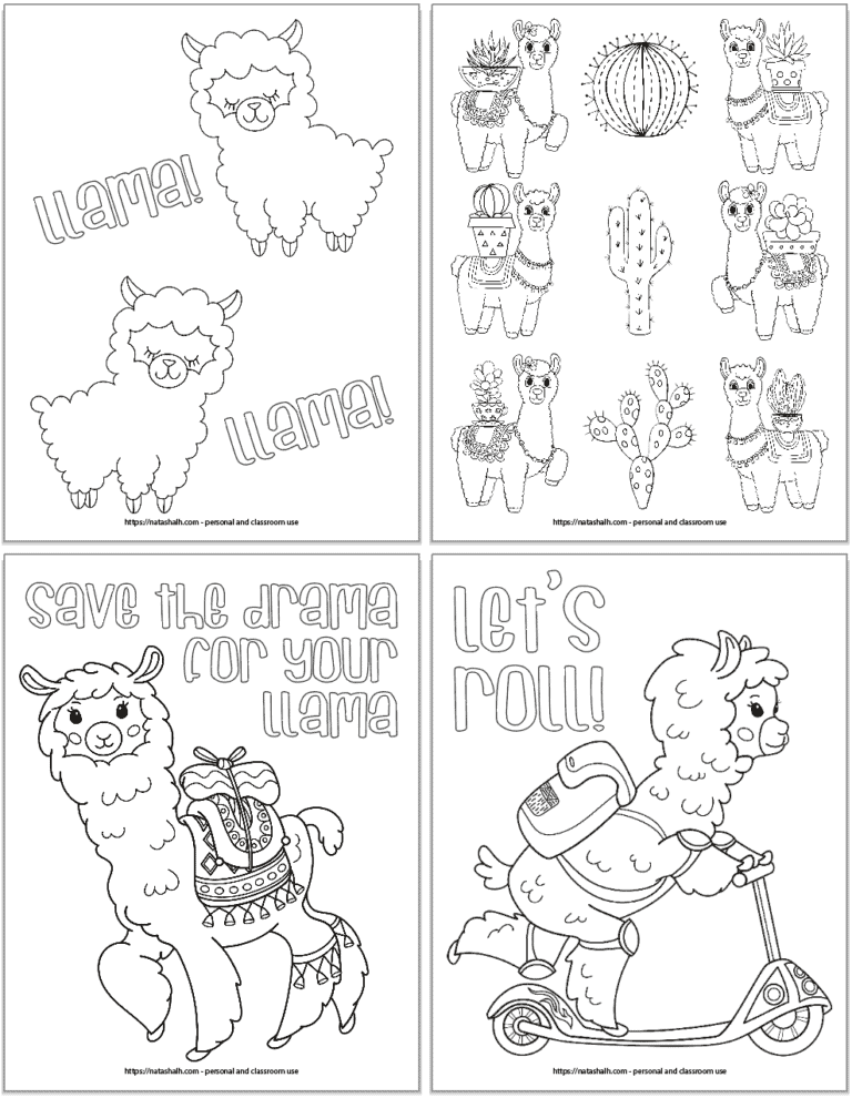 Ridiculously Cute Llama Coloring Pages (for kids & teens) - The Artisan ...
