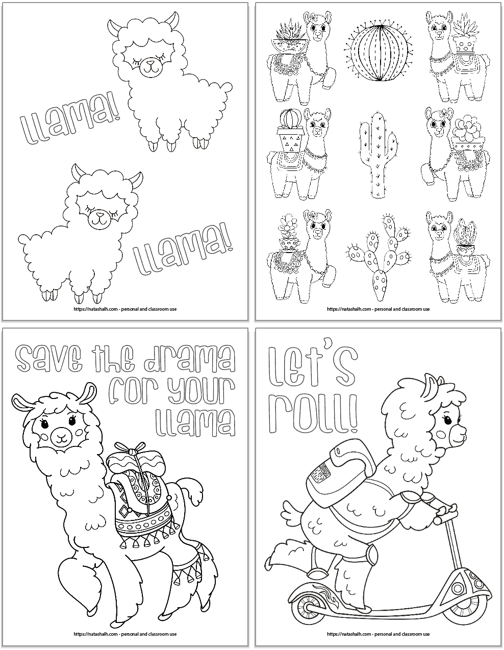 Ridiculously Cute Llama Coloring Pages (for kids & teens) - The Artisan ...
