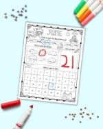 Free Printable June Calendar Worksheet for Kids - The Artisan Life