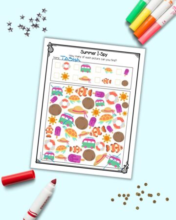 Free Printable Summer I Spy Worksheet for Kids - The Artisan Life