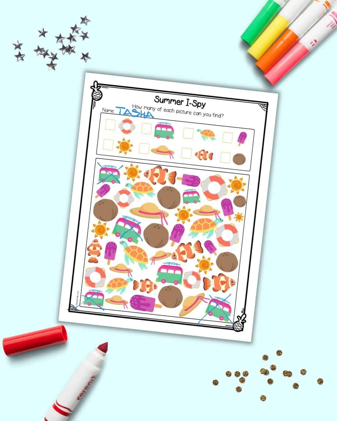 Free Printable Summer I Spy Worksheet for Kids - The Artisan Life