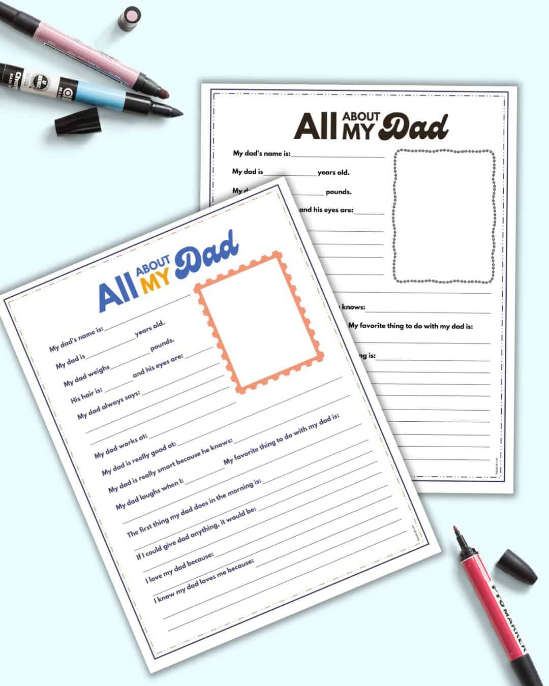 Free Printable All About my Dad Worksheet - The Artisan Life