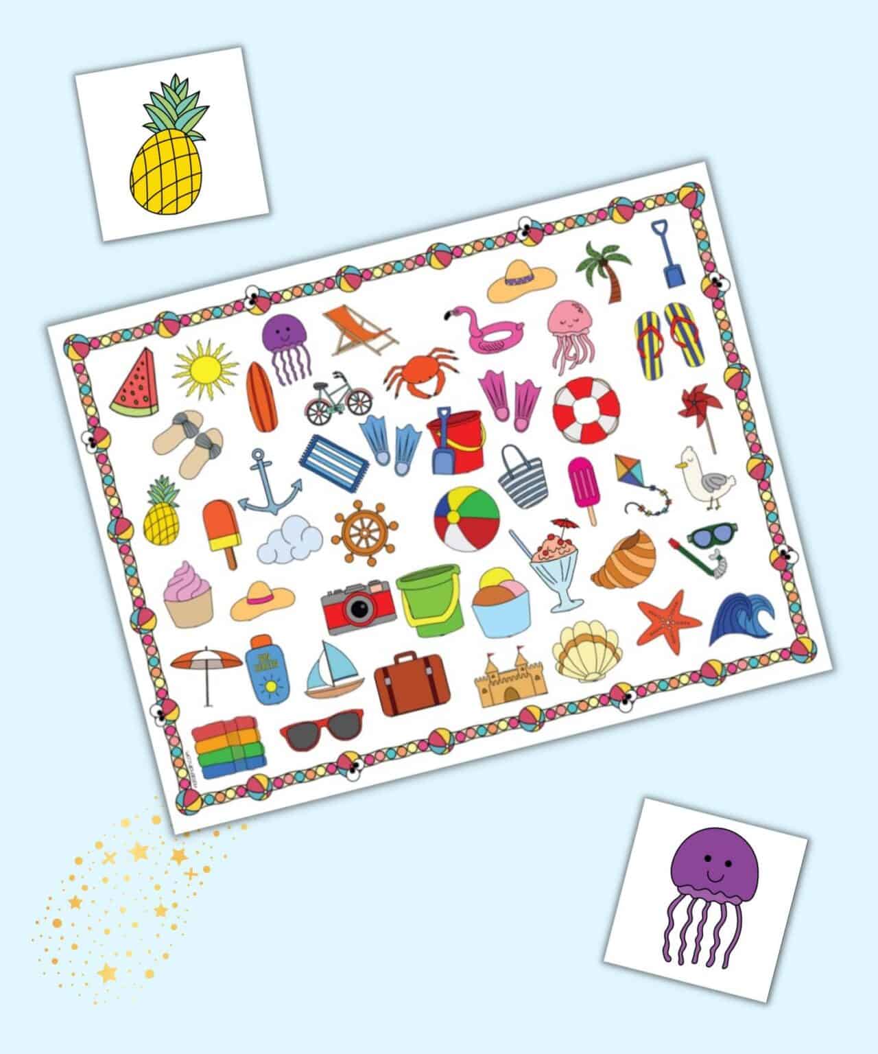 Free Printable Beach Flip and Find - Summer I Spy Matching Game - The ...