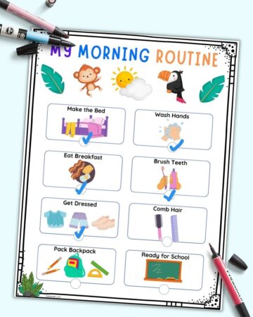 Free Printable Morning Routine Chart for Kids - The Artisan Life