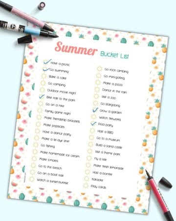 Free Printable Summer Bucket List Templates - The Artisan Life