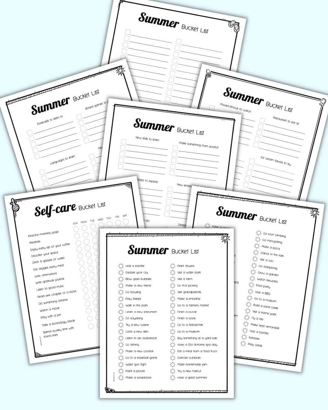 Free Printable Summer Bucket List Templates - The Artisan Life