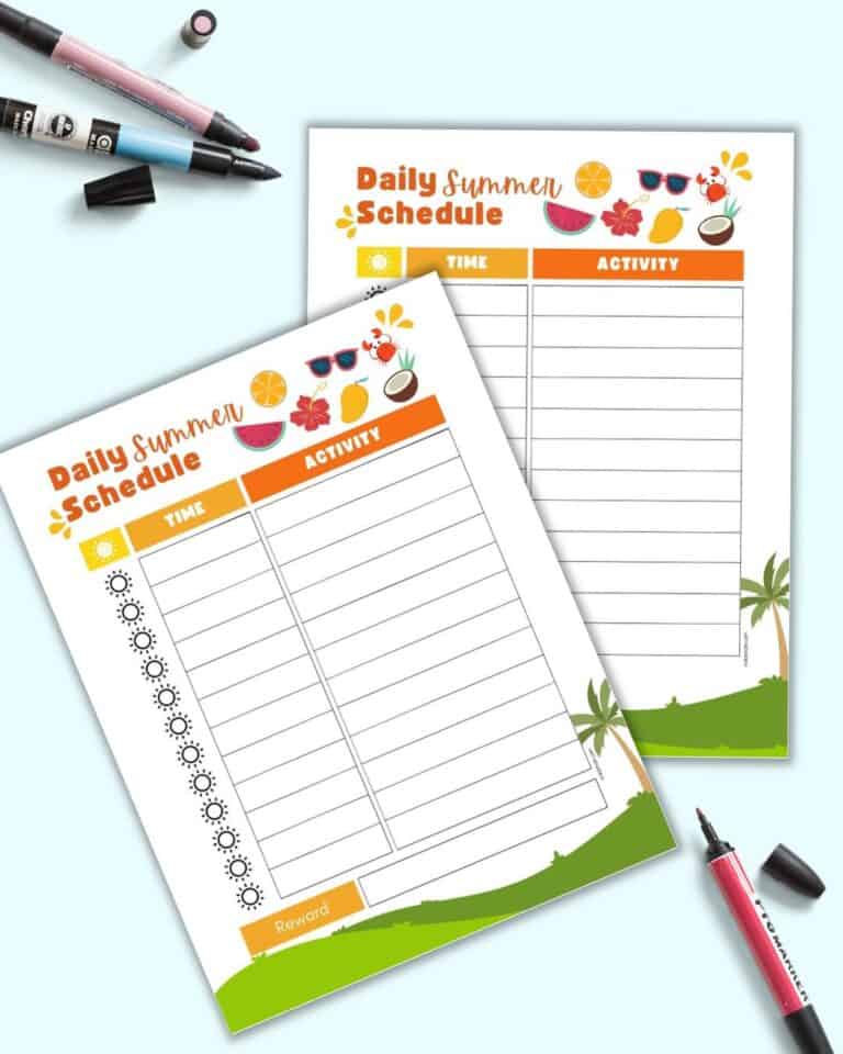 Free Summer Schedule Printable - Daily Summer Schedule for Kids - The ...