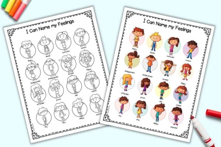 Free Printable Feelings Chart for Kids - The Artisan Life
