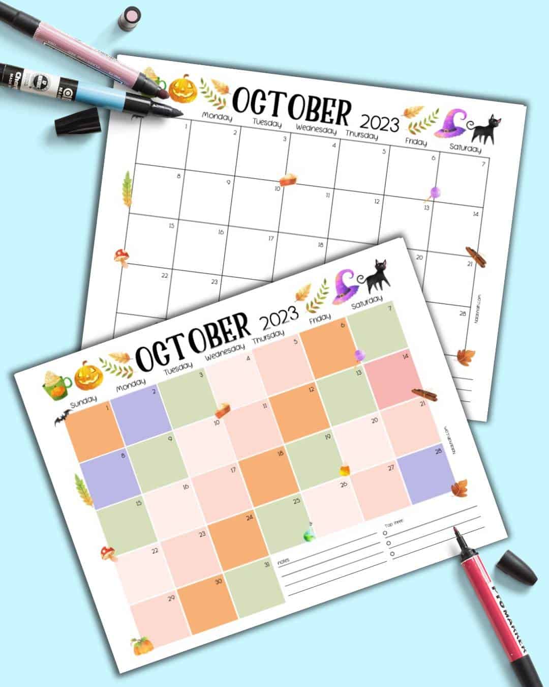Free October Calendar Printable for 2024 - The Artisan Life