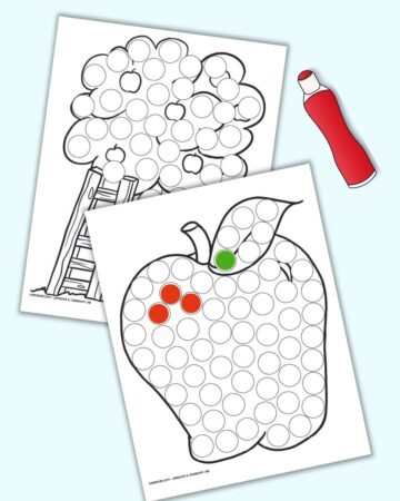 Free Printable Apple Theme Dot Marker Coloring Pages - The Artisan Life