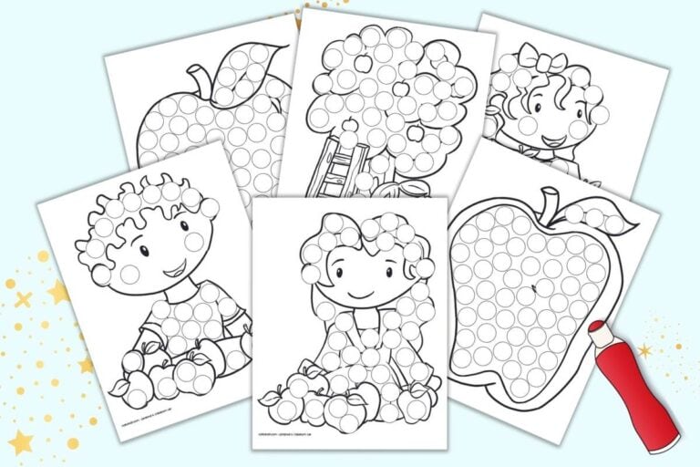 Free Printable Apple Theme Dot Marker Coloring Pages - The Artisan Life