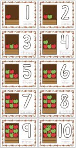 Free Printable Apple Themed Free Printable Number Mats - The Artisan Life