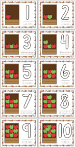 Free Printable Apple Themed Free Printable Number Mats - The Artisan Life