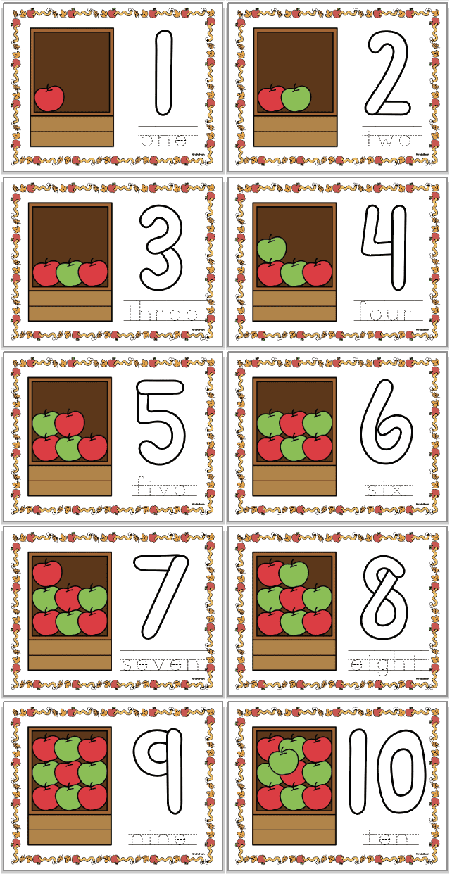 Free Printable Apple Themed Free Printable Number Mats - The Artisan Life