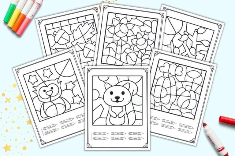 Free Printable Color by Number Fall Worksheets - The Artisan Life