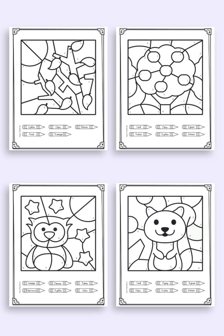 Free Printable Color by Number Fall Worksheets - The Artisan Life