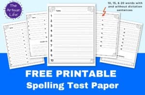 Fall Themed Free Printable Spelling Test Paper - The Artisan Life