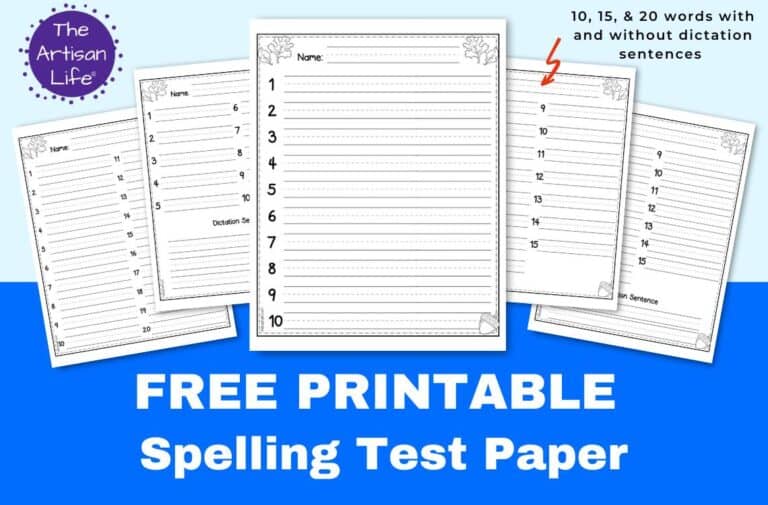Fall Themed Free Printable Spelling Test Paper - The Artisan Life