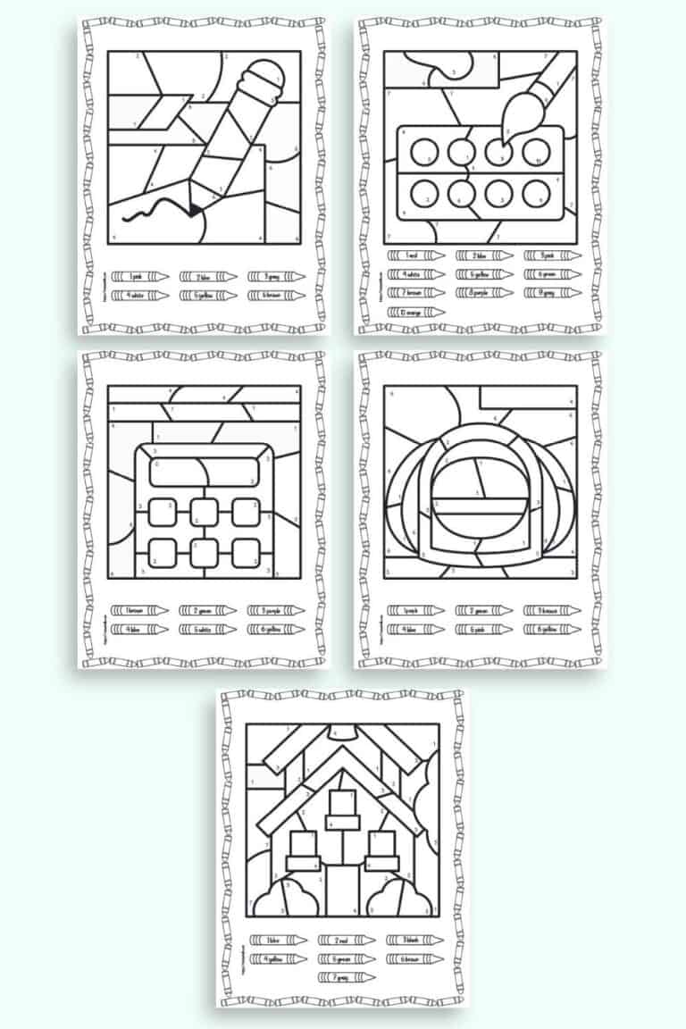 Free Printable Back to School Color by Number Pages - The Artisan Life