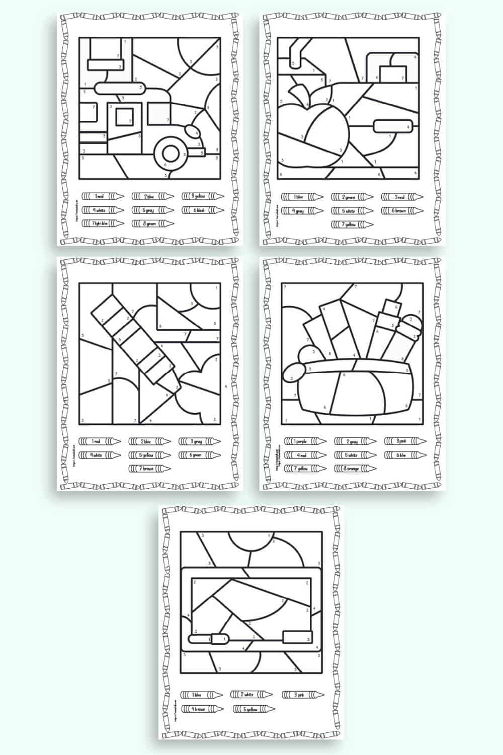 Free Printable Back to School Color by Number Pages - The Artisan Life