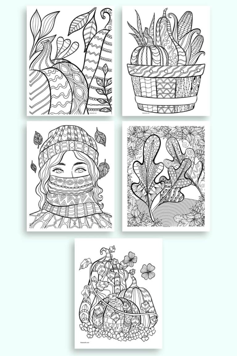 Free Printable Fall Coloring Pages for Adults - The Artisan Life