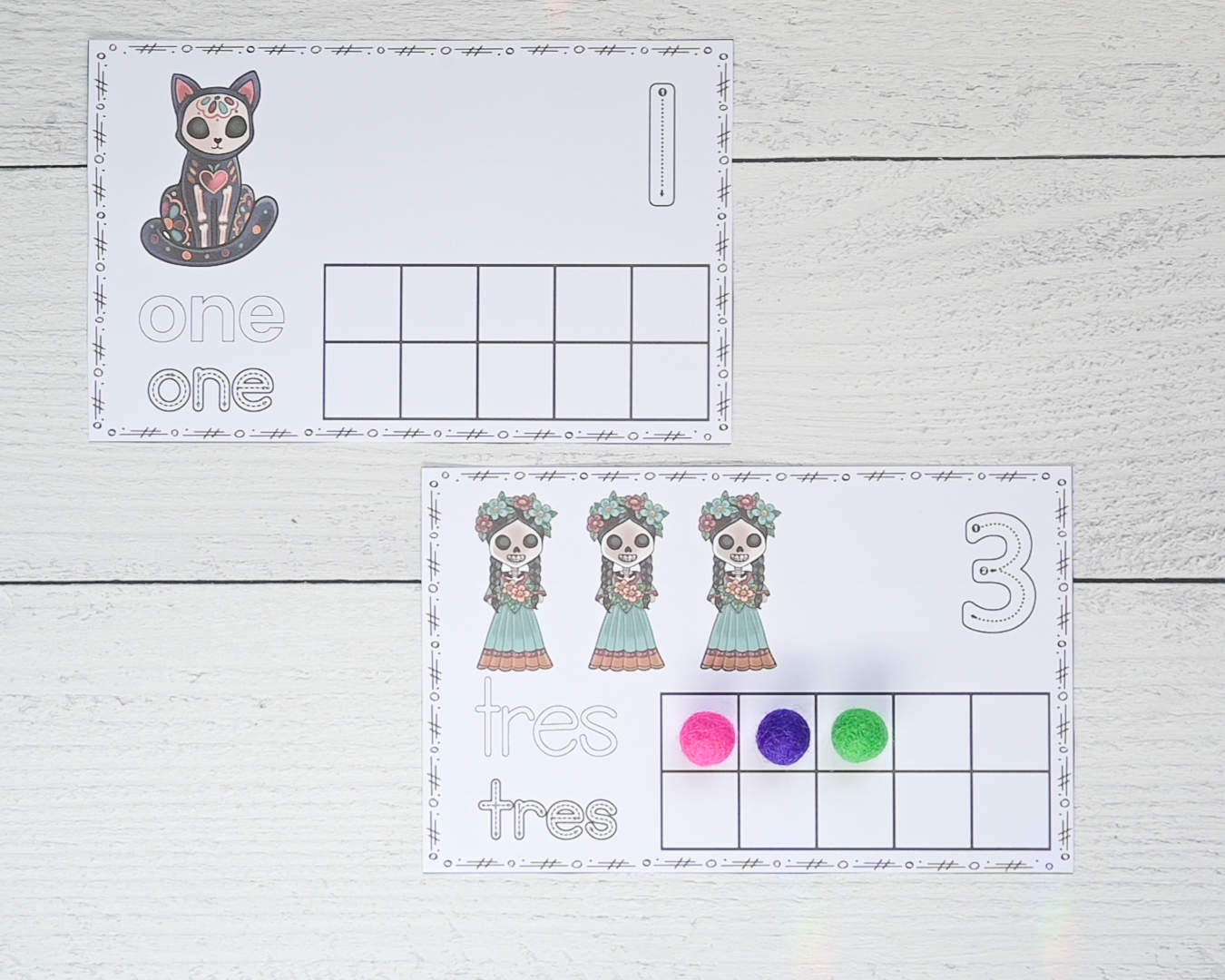Free Day of the Dead Ten Frame Printables (English & Spanish) - The ...