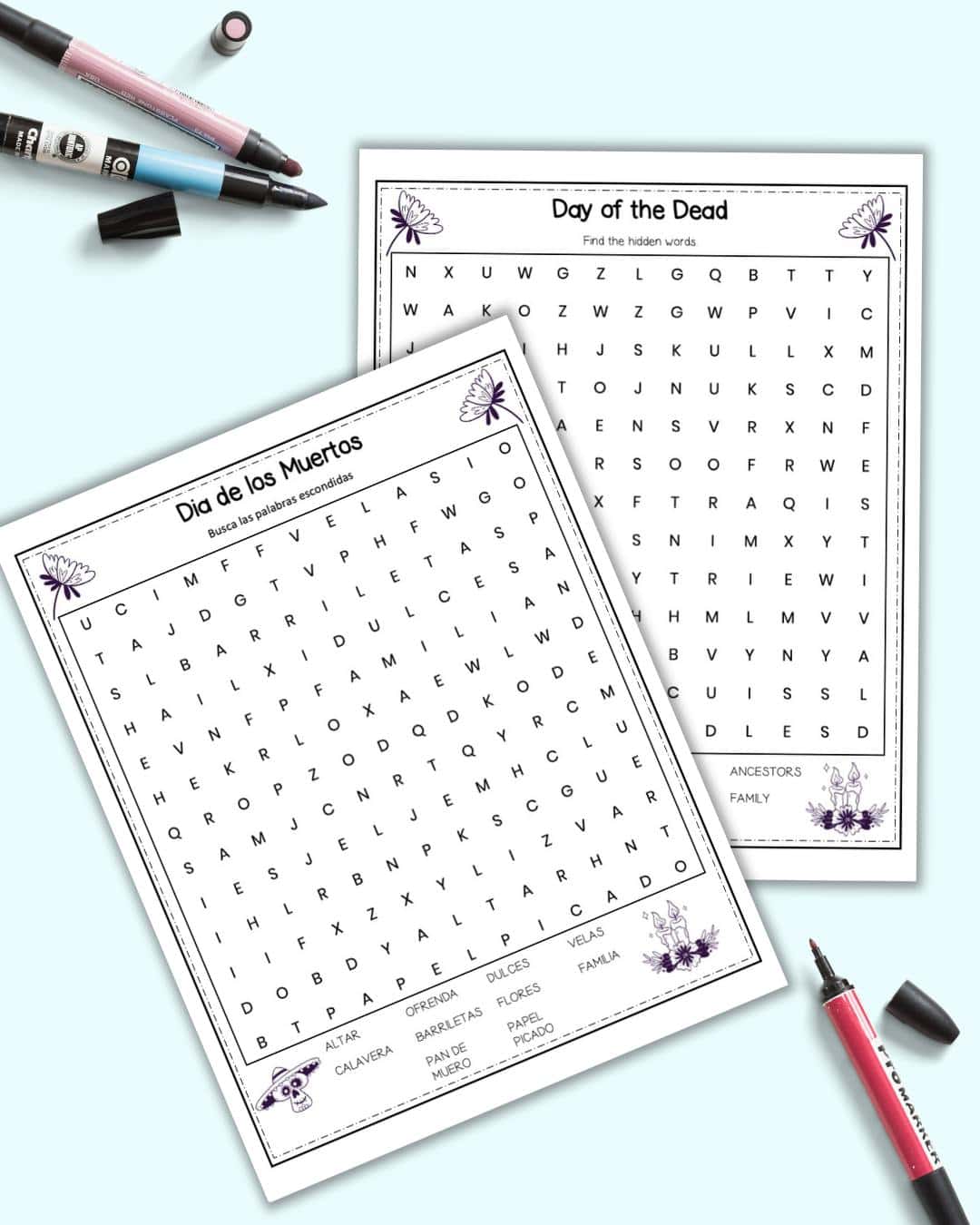 Free Day of the Dead Word Search for Kids - The Artisan Life
