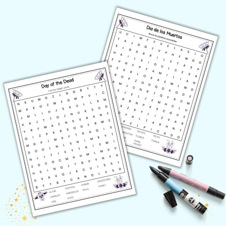 Free Day of the Dead Word Search for Kids - The Artisan Life