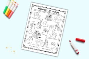 Free Printable Halloween Theme Left or Right Worksheet - The Artisan Life