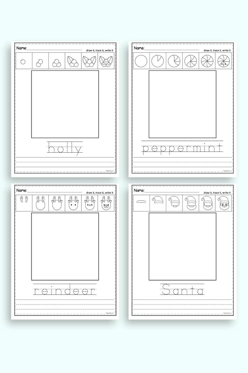 Free Printable Directed Drawing for Kids - Christmas - The Artisan Life
