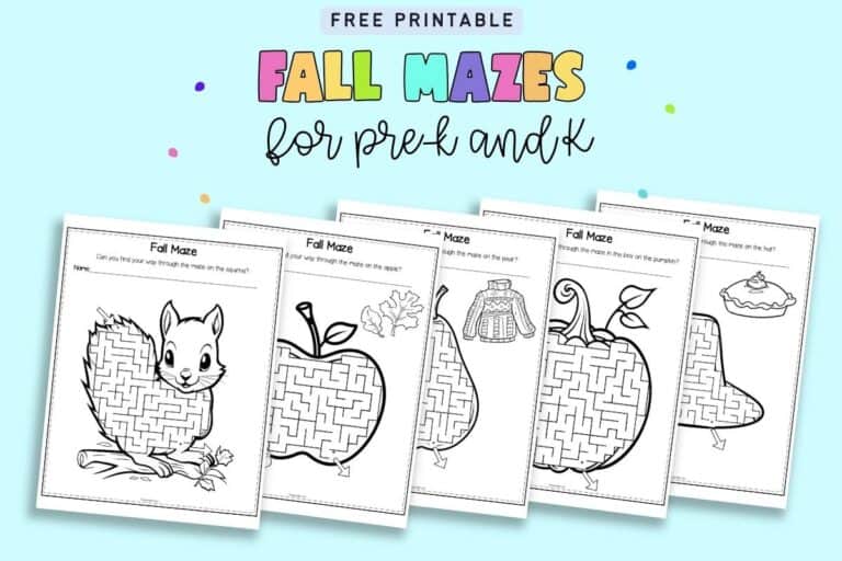 Free Fall Maze Printables for Pre-k and Kindergarten - The Artisan Life