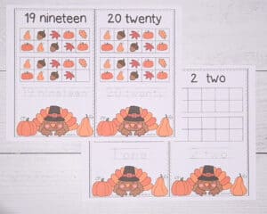 Free Printable Thanksgiving Double Ten Frame Counting Cards - The ...