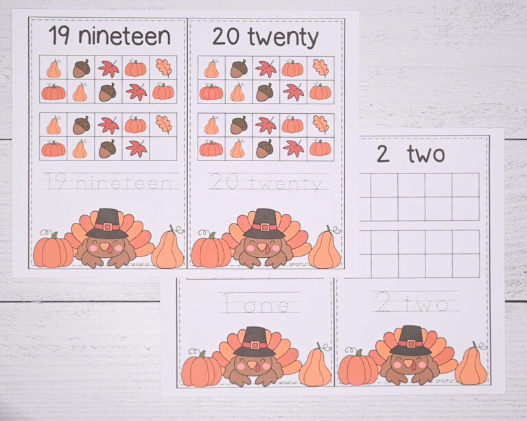 Free Printable Thanksgiving Double Ten Frame Counting Cards - The ...