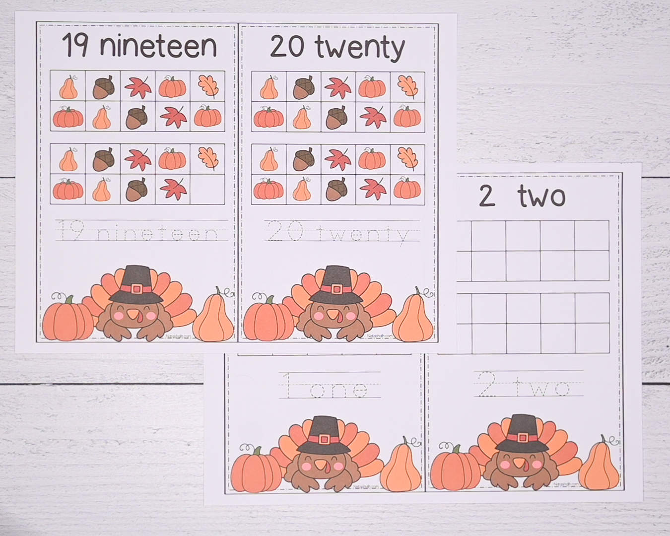 Free Printable Thanksgiving Double Ten Frame Counting Cards - The ...