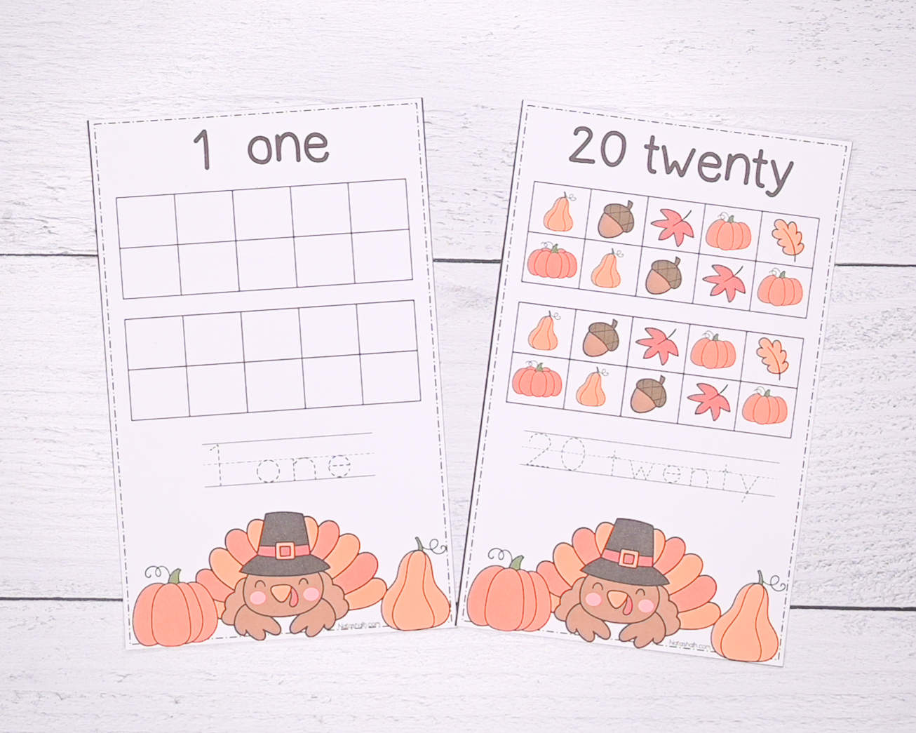 Free Printable Thanksgiving Double Ten Frame Counting Cards - The ...