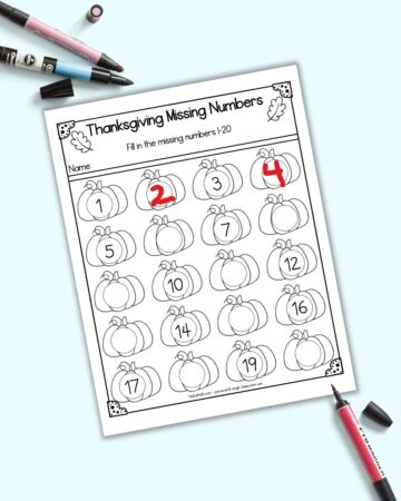 Free Printable Thanksgiving Missing Number Worksheets - The Artisan Life