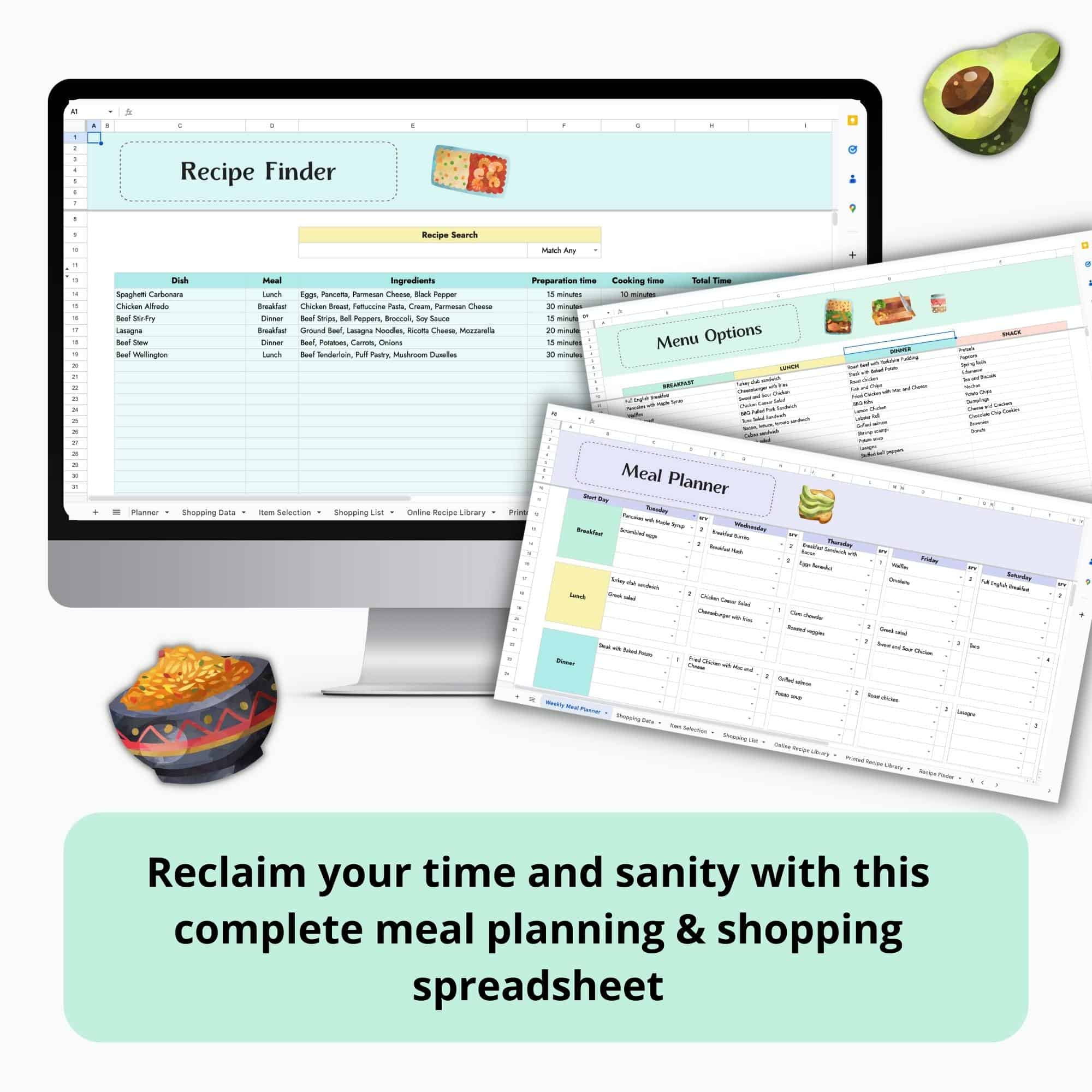 Ultimate Meal Planning Spreadsheet Bundle - The Artisan Life