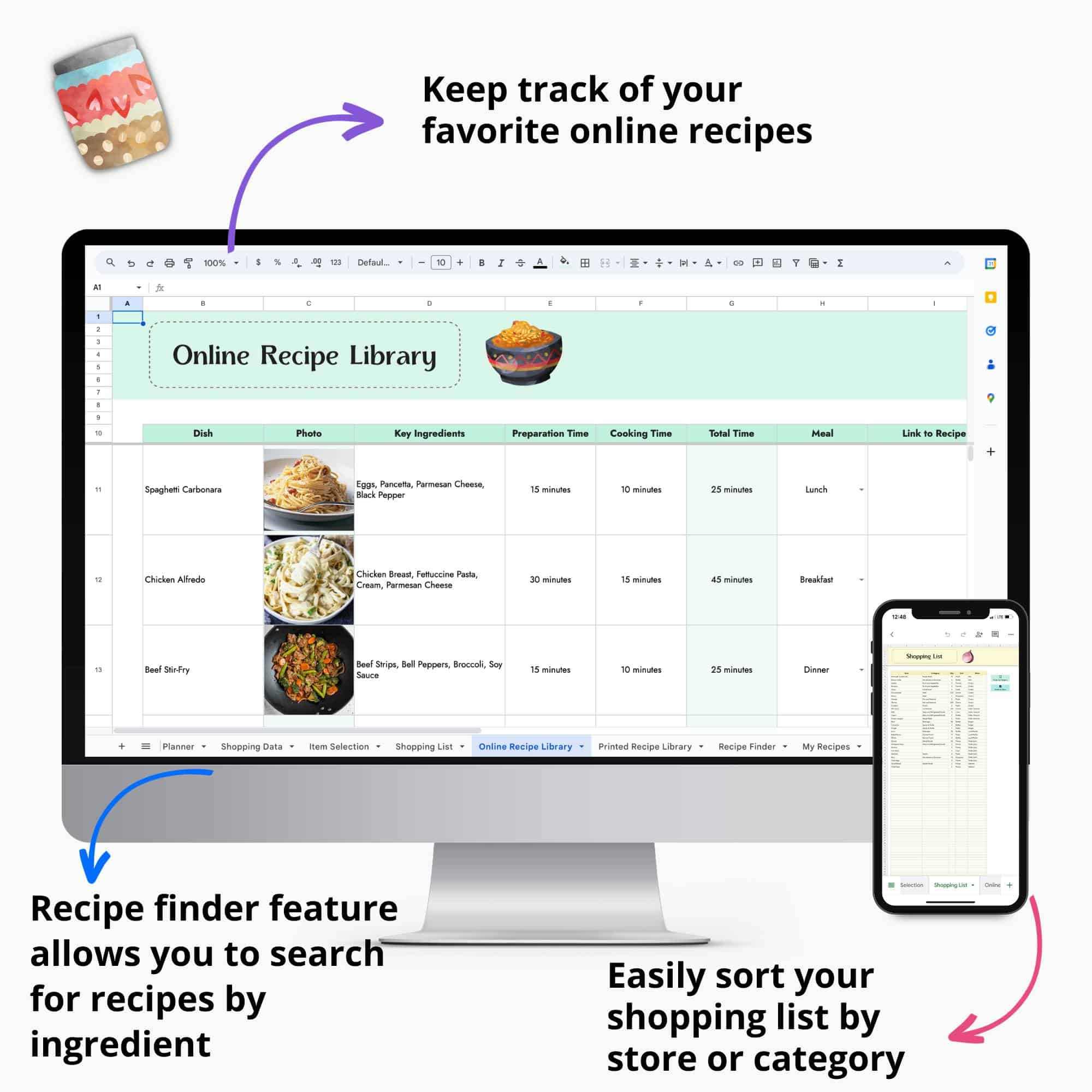 Ultimate Meal Planning Spreadsheet Bundle - The Artisan Life