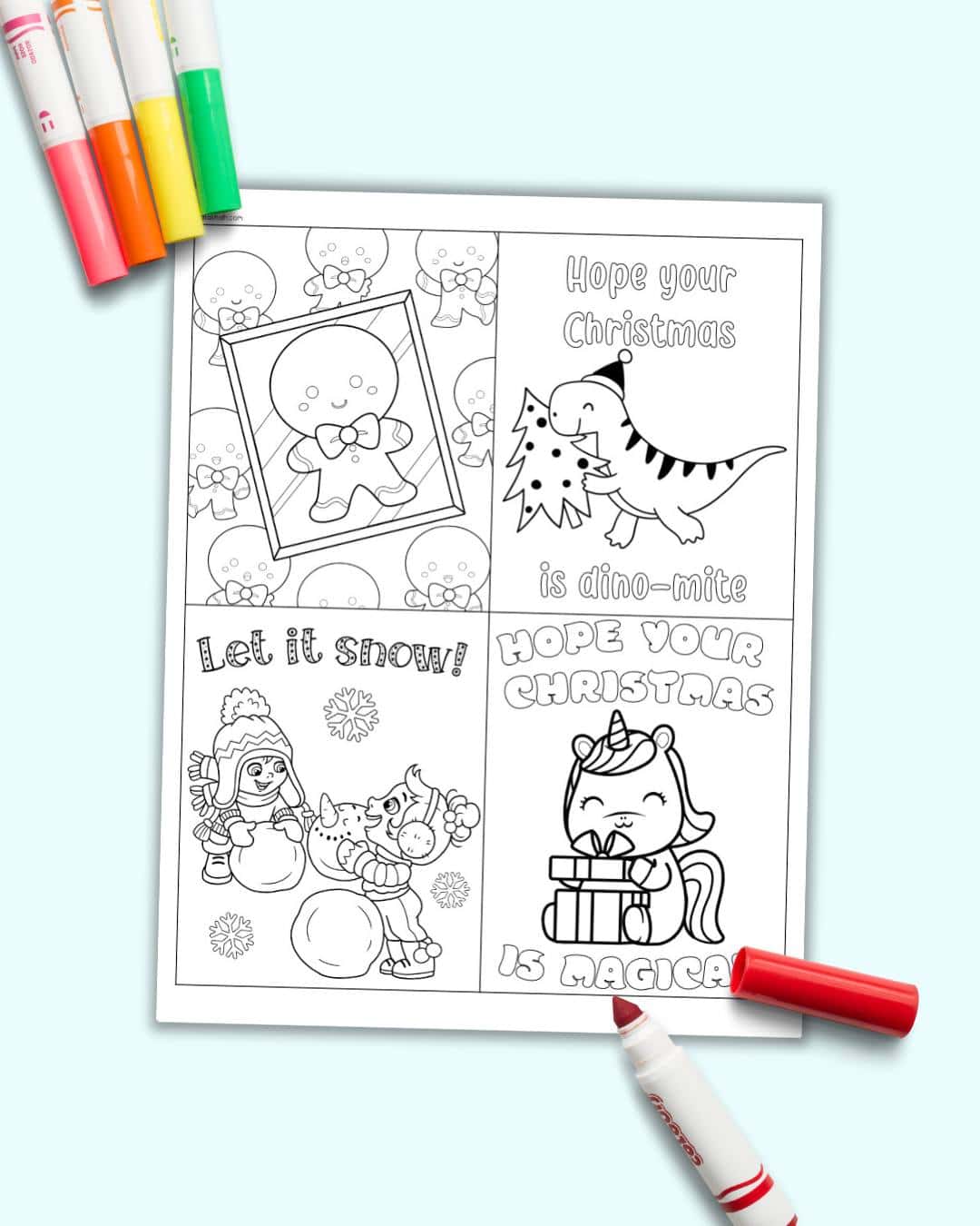 Free Printable Christmas Cards to Color - The Artisan Life