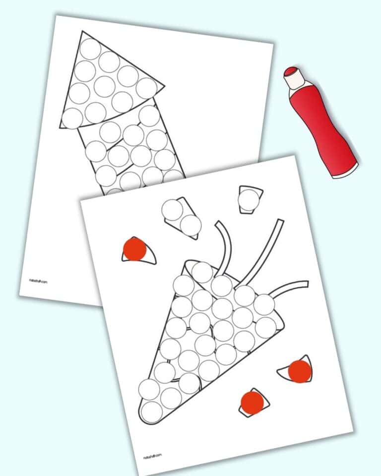 Free Printable New Year's Dot Marker Coloring Pages - The Artisan Life