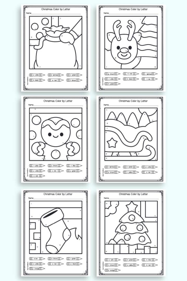 Free Printable Color by Letter Christmas Worksheets - The Artisan Life