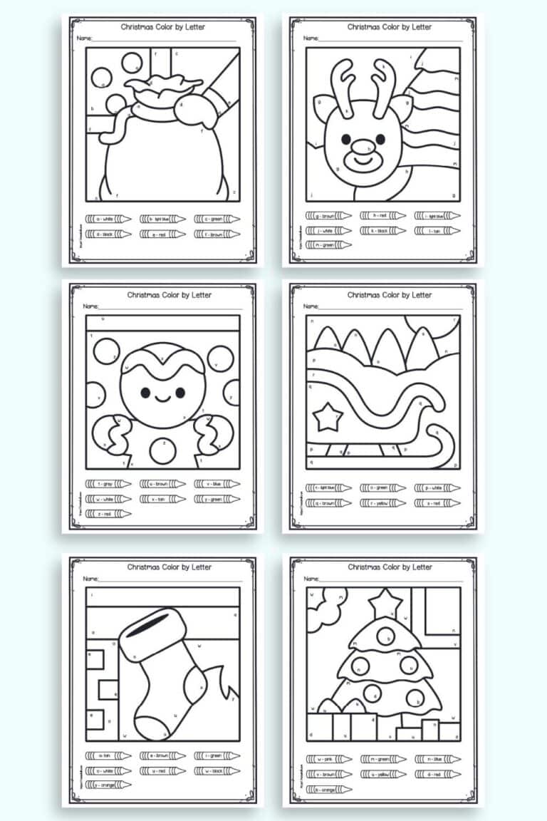 Free Printable Color by Letter Christmas Worksheets - The Artisan Life