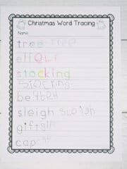 Free Printable Christmas Word Tracing Worksheet - The Artisan Life