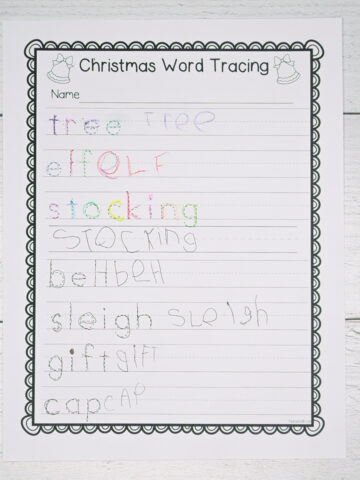 Free Printable Christmas Word Tracing Worksheet - The Artisan Life
