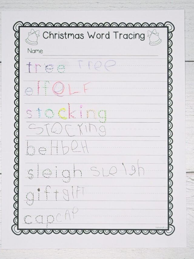 Free Printable Christmas Word Tracing Worksheet - The Artisan Life