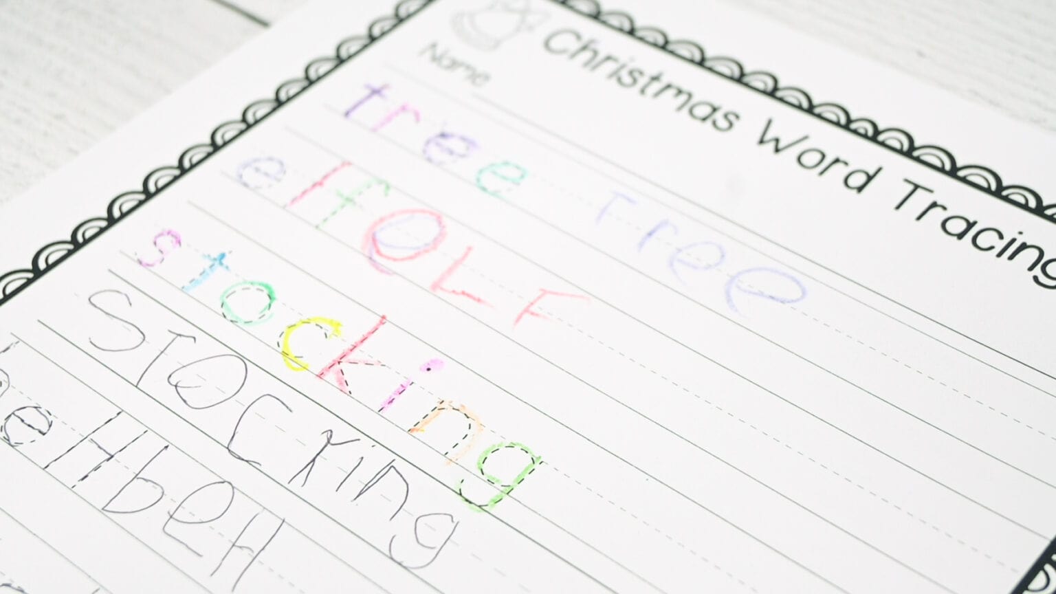 Free Printable Christmas Word Tracing Worksheet - The Artisan Life