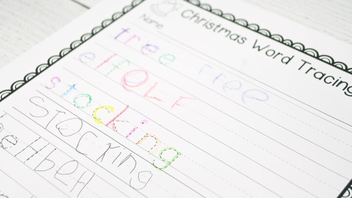 Free Printable Christmas Word Tracing Worksheet - The Artisan Life