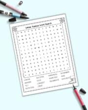 Free Printable Winter Solstice Word Search - The Artisan Life