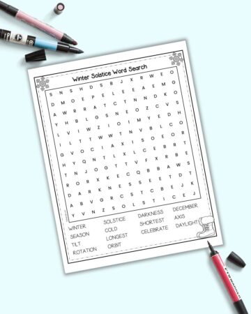 Free Printable Winter Solstice Word Search - The Artisan Life